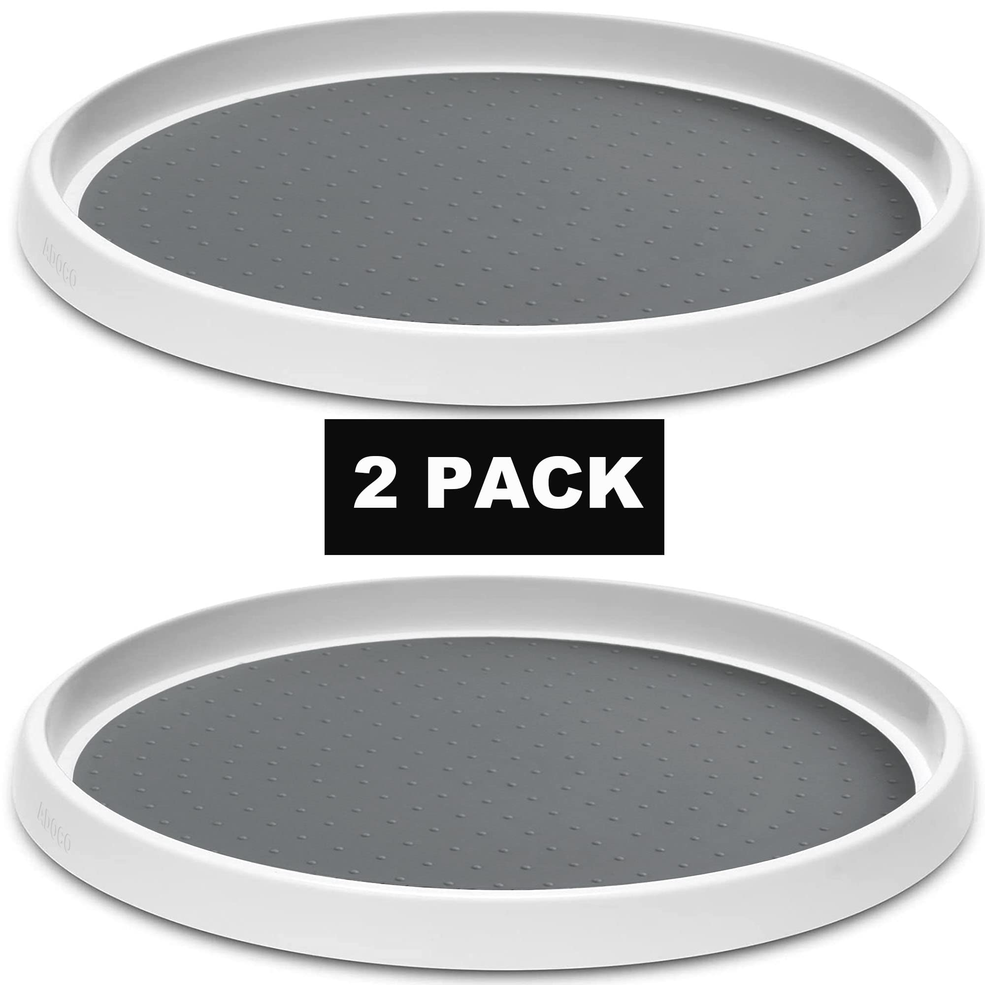 Set of 2, 12 Inch Non-Skid Lazy Susan Organizer, Pantry Lazy Susan Turntable for Cabinet, Kitchen Cabinet Organizer, Pantry Organization and Storage -White/Gray