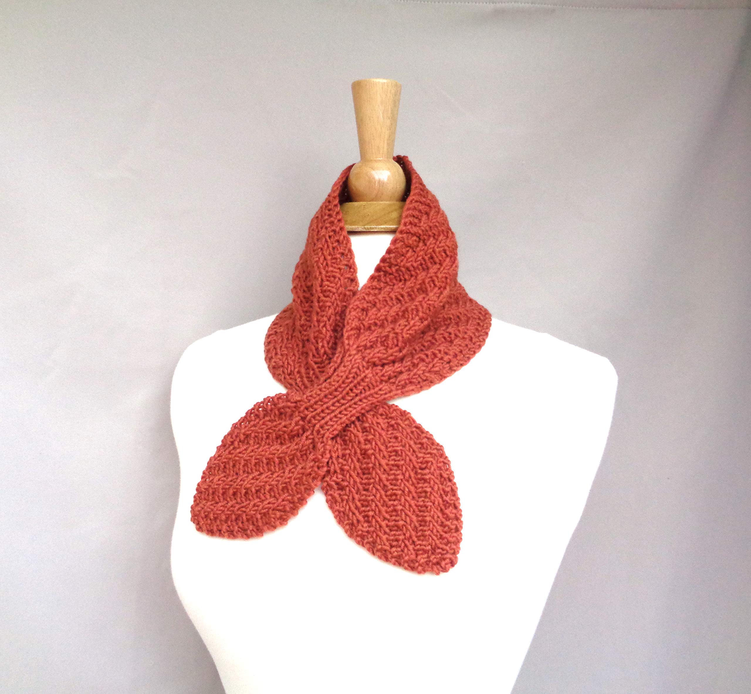 Ascot Bow Scarf, Hand Knit Merino Wool, Pull Through Keyhole Scarf, MULTIPLE COLOR CHOICES, Cowl Neck Warmer