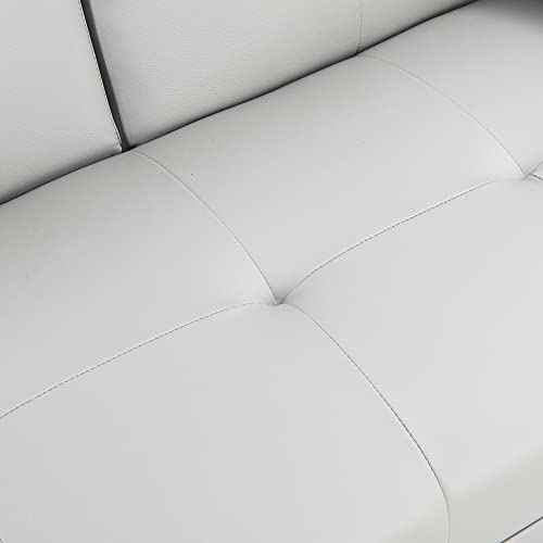Eafurn Faxu Leather Convertible Sofa Bed with Cup Holders,Folding Futon Couch Recliner Sleeper Loveseat Reversible Daybed, Button Tufted Sofabed with Removable Pillow Top Armrests