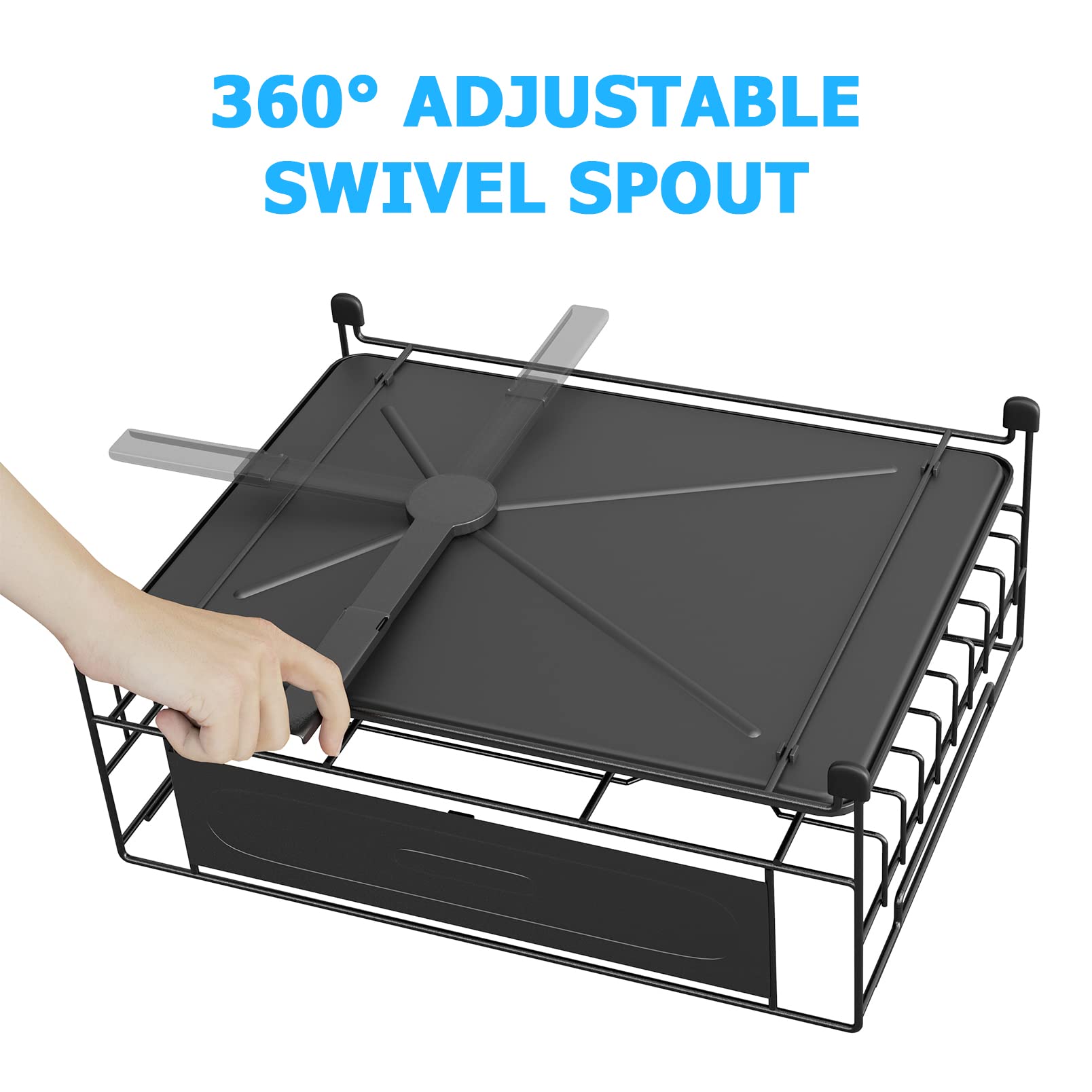 2 in 1 Kitchen Dish Drying Rack, 2-Tier Dish Rack for Kitchen Counter with Drainboard, Stainless Steel Large Capacity Dishrack, Multifunctional Rustproof Dish Drainer, Black