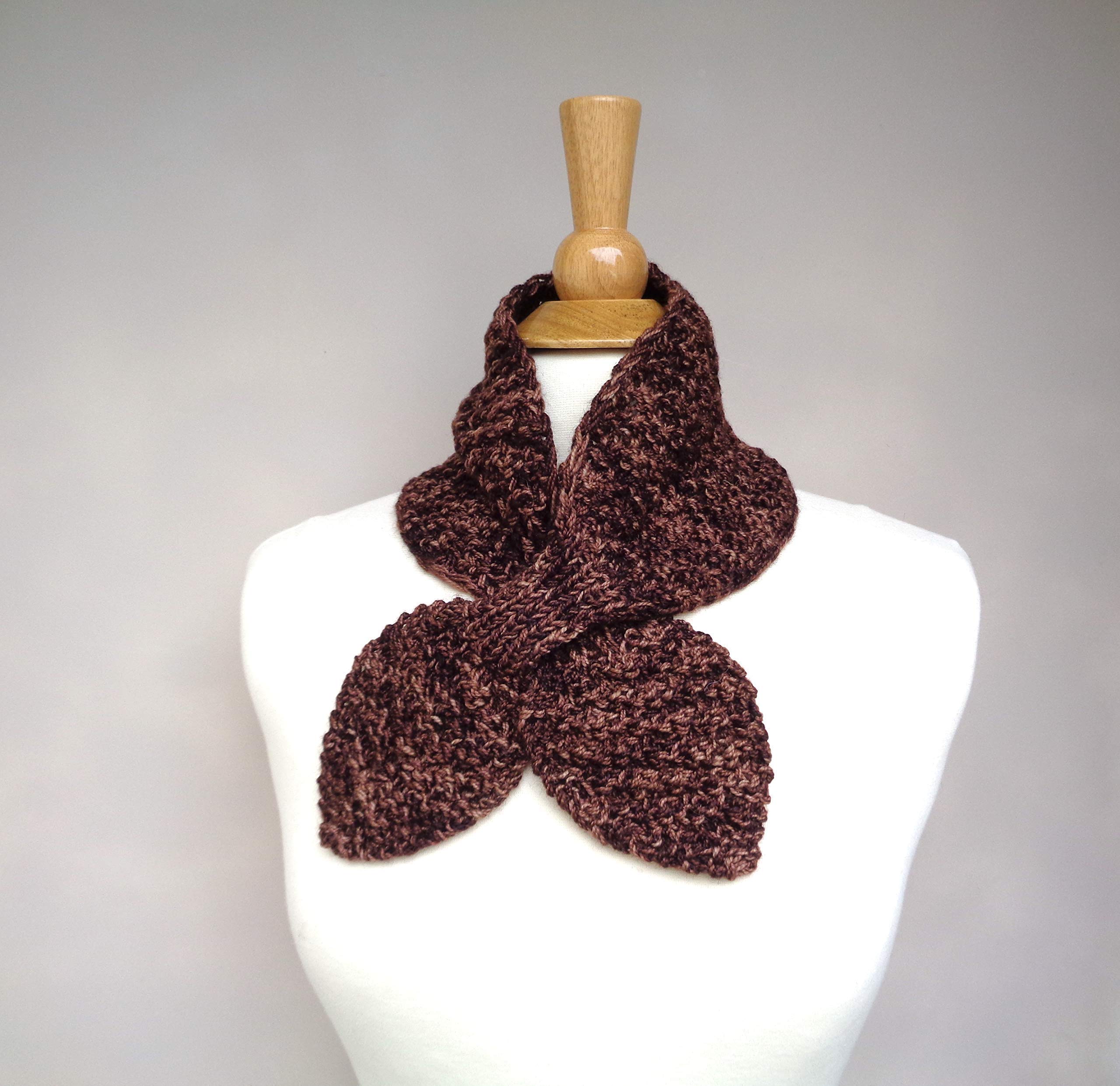 Ascot Bow Scarf, Hand Knit Merino Wool, Pull Through Keyhole Scarf, MULTIPLE COLOR CHOICES, Cowl Neck Warmer