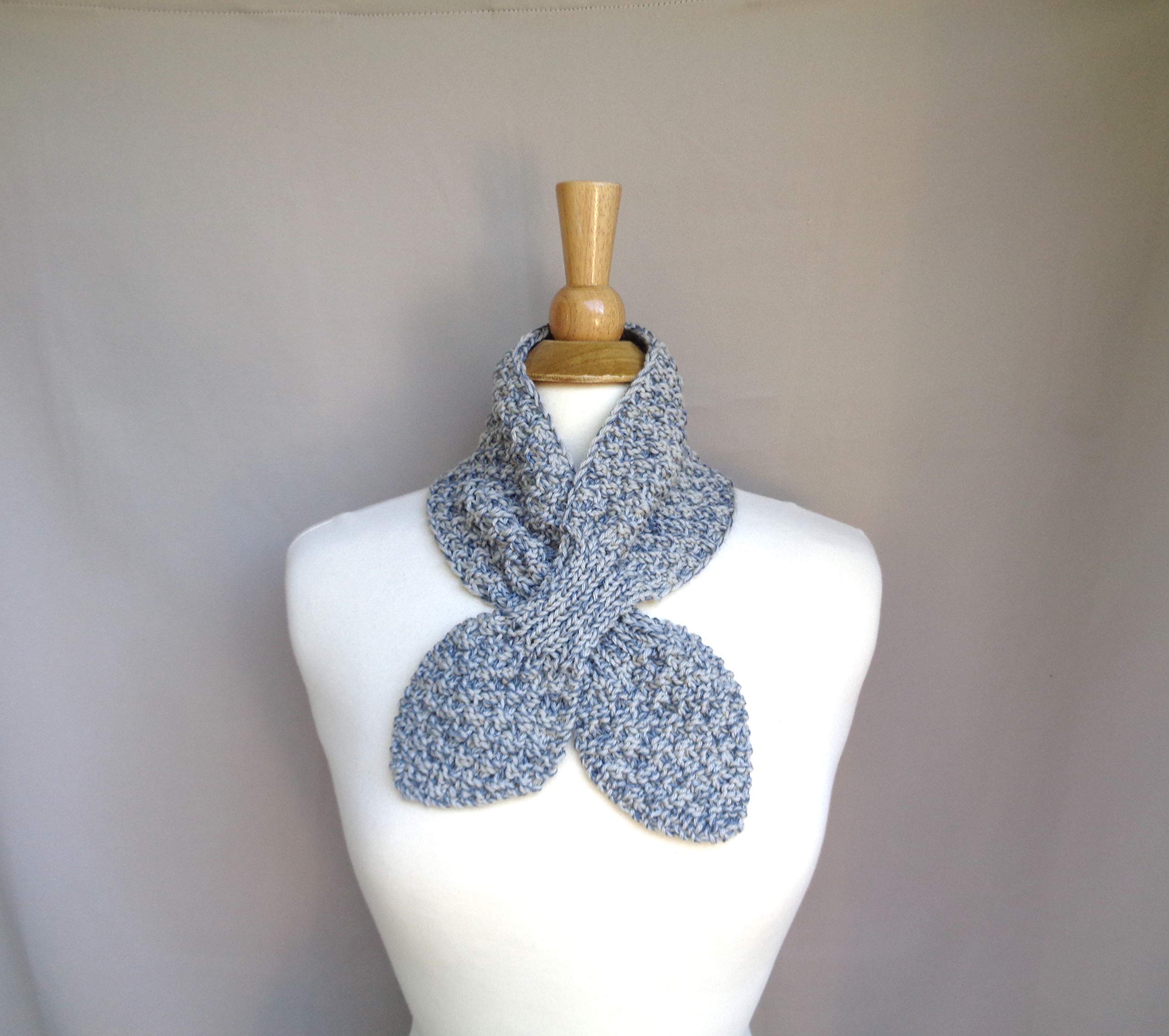 Ascot Bow Scarf, Hand Knit Merino Wool, Pull Through Keyhole Scarf, MULTIPLE COLOR CHOICES, Cowl Neck Warmer