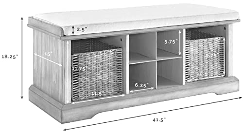 Crosley Furniture Brennan Entryway Storage Bench and Hanging Shelf Set, White