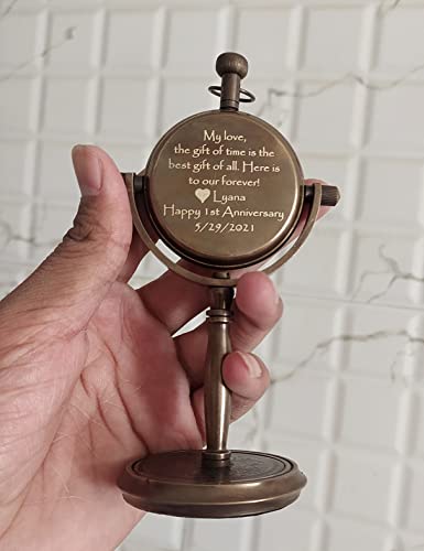 PORTHO Custom Anniversary Gift Desk Clock, Silent Desk clock for home decor, Perfect gift on Graduation day, Wedding anniversary, Valentine's day, Old school time piece