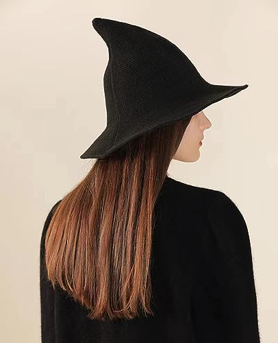 Youndcc Women's Witch Hat Christmas Halloween Party Foldable Cosplay Costume hat (Black)