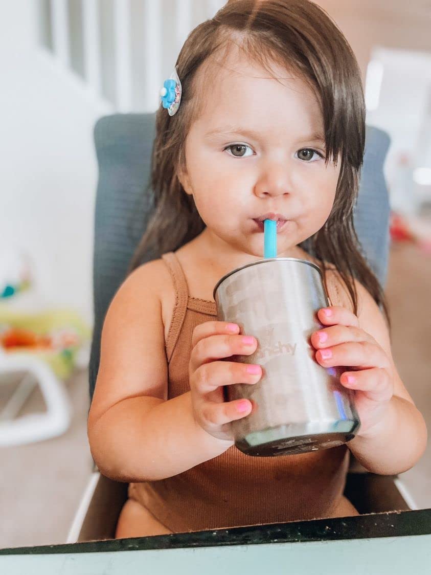 Avanchy 8oz Stainless Steel Baby Sippy Cup with Extra Silicone Lid. Spill-Proof Training Cup for Toddlers and Infants. Easy Grip and Leak-Proof Design - Pink