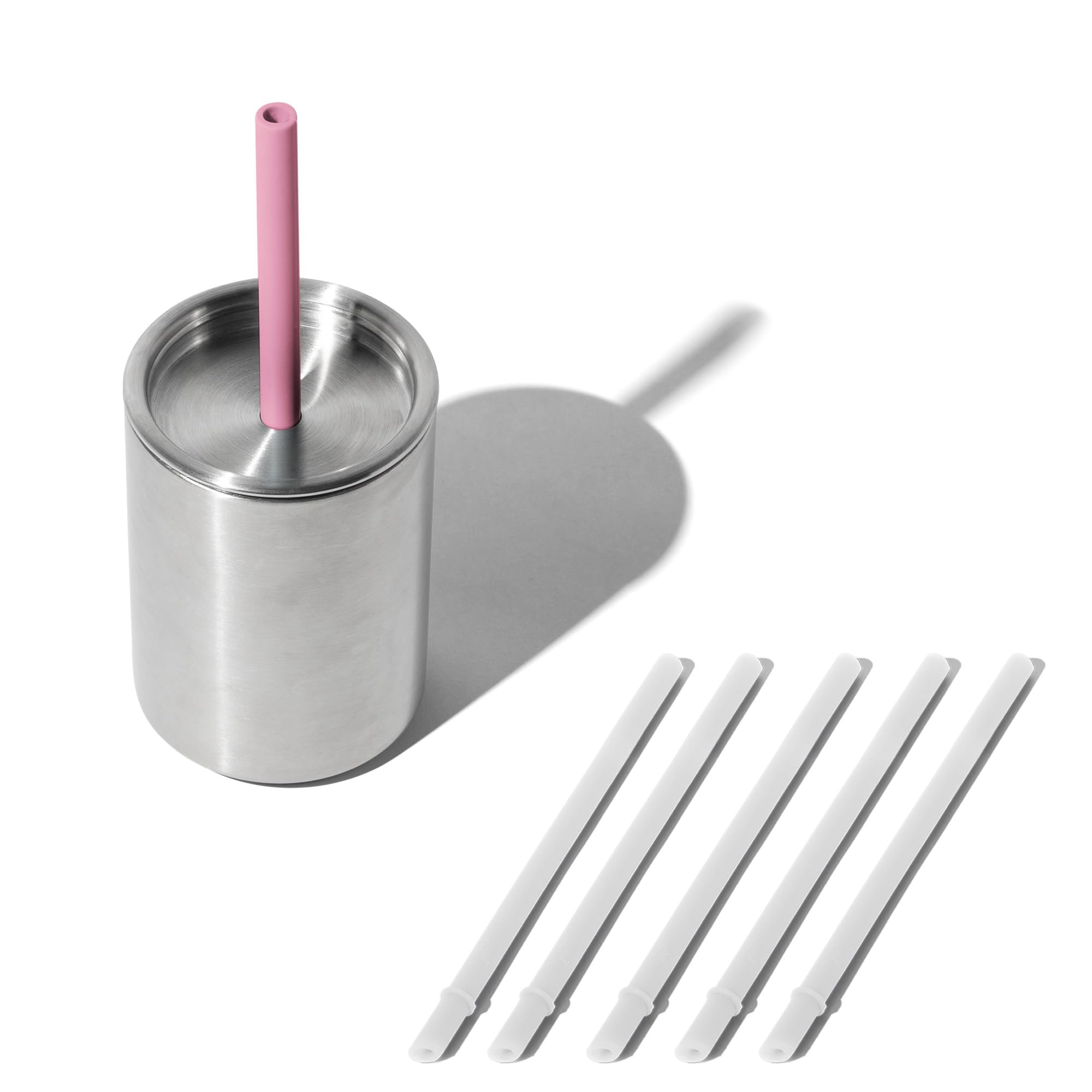 Avanchy 8oz Stainless Steel Baby Sippy Cup with Extra Silicone Lid. Spill-Proof Training Cup for Toddlers and Infants. Easy Grip and Leak-Proof Design - Pink