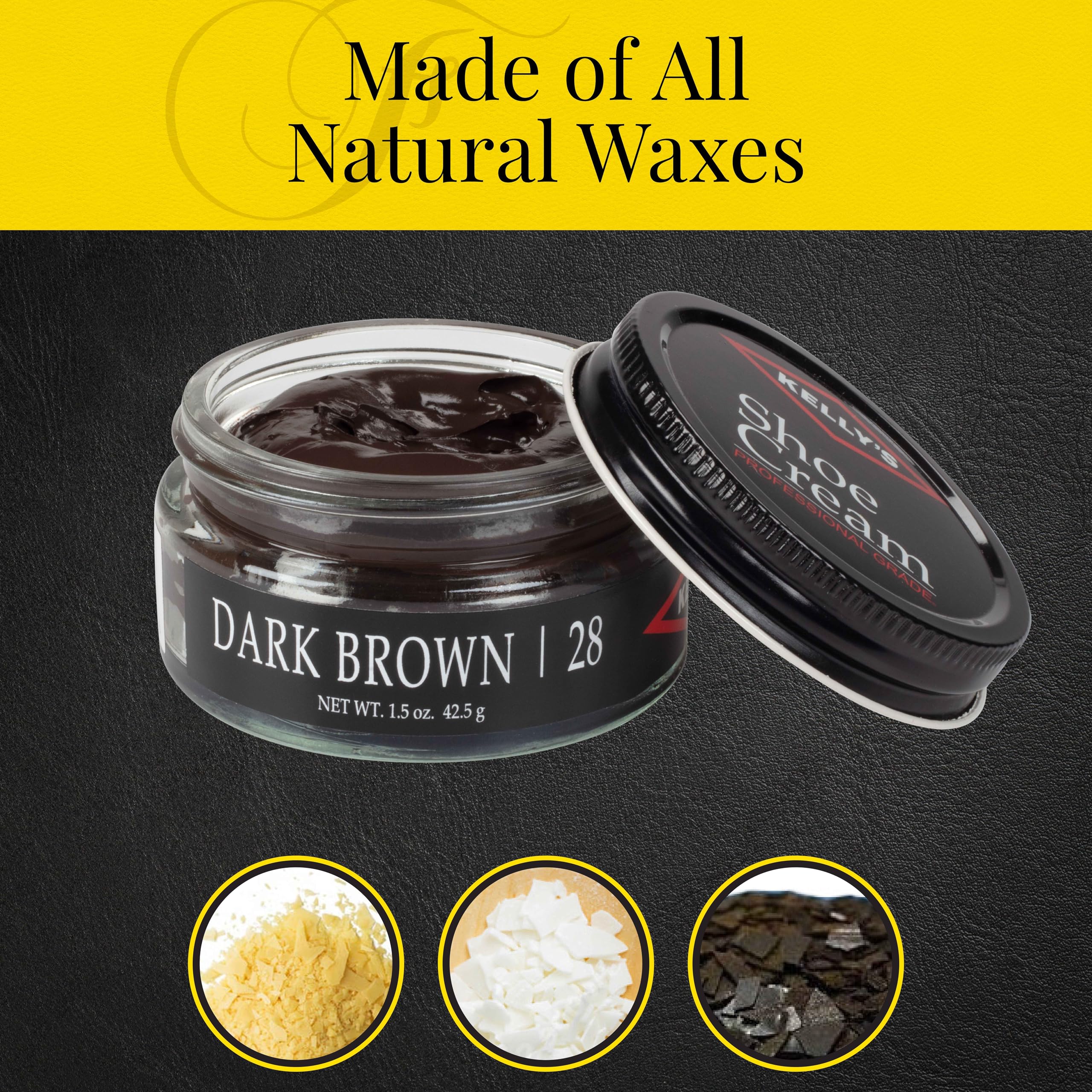 Kelly's Dark Brown Shoe Polish 1.5 oz - Professional Leather Shoe Cream