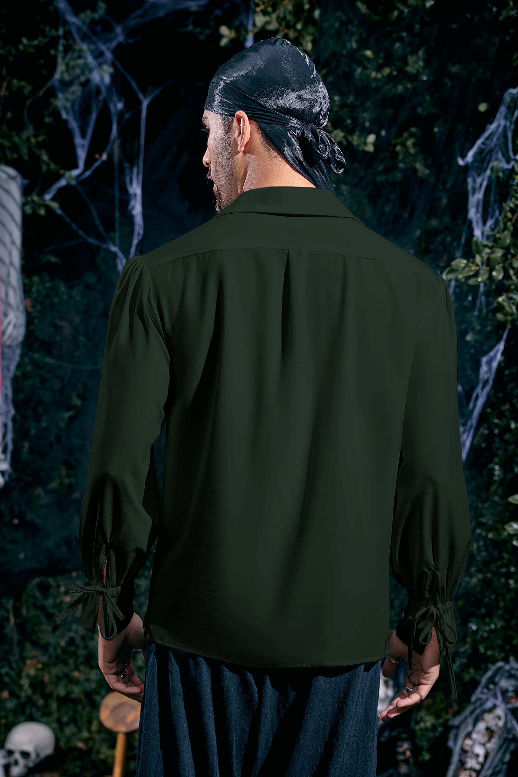 Mens Medieval Pirate Shirt Viking Renaissance Lace up Mercenary Halloween Scottish Jacobite Ghillie Tops
