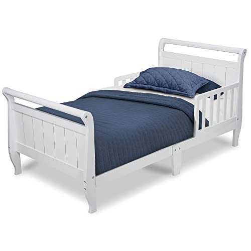 Delta Children Wood Toddler Bed Sleigh, Crib, White