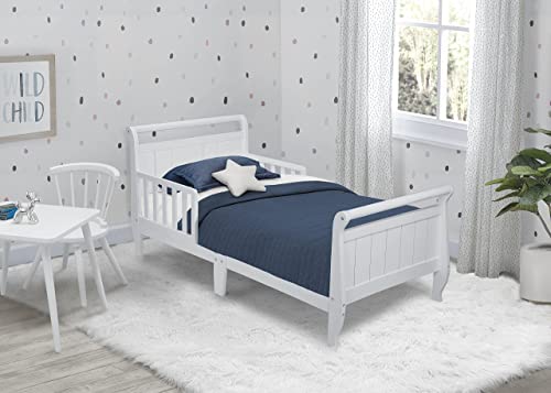 Delta Children Wood Toddler Bed Sleigh, Crib, White