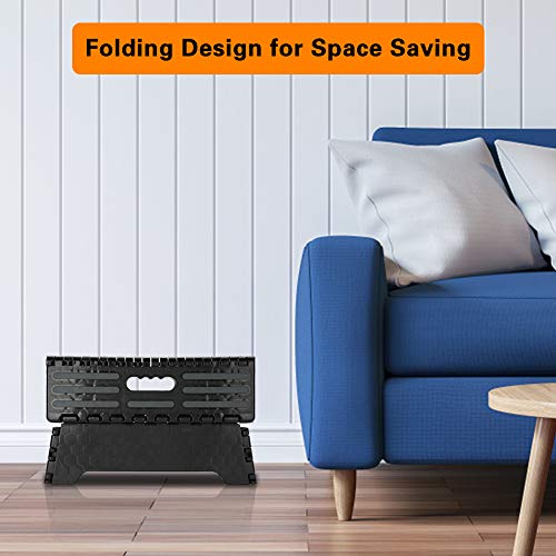 Foldable Step Stool,Portable Sturdy Black Plastic Non-Slip Step Ladder Support Elderly Pregnant and Kids for Kitchen Bathroom Toilet Car Travel