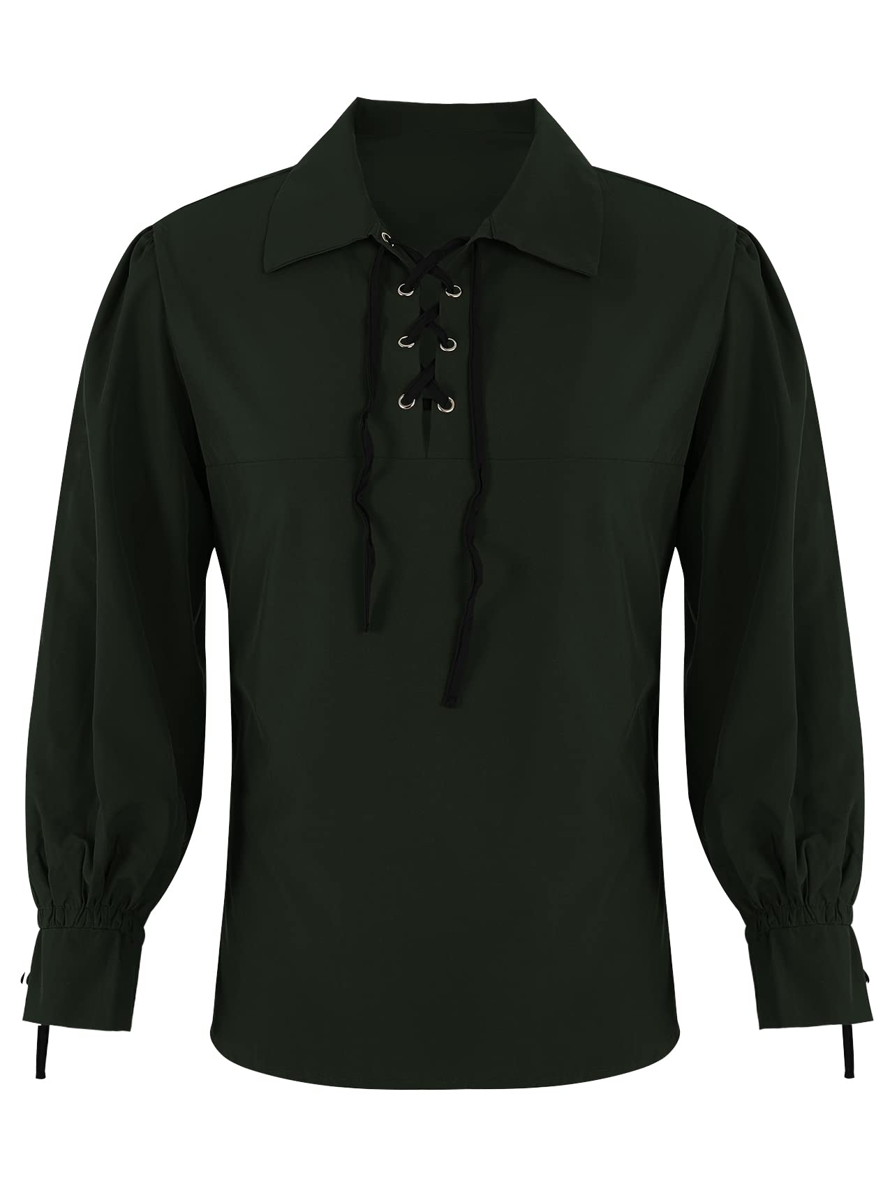 Mens Medieval Pirate Shirt Viking Renaissance Lace up Mercenary Halloween Scottish Jacobite Ghillie Tops
