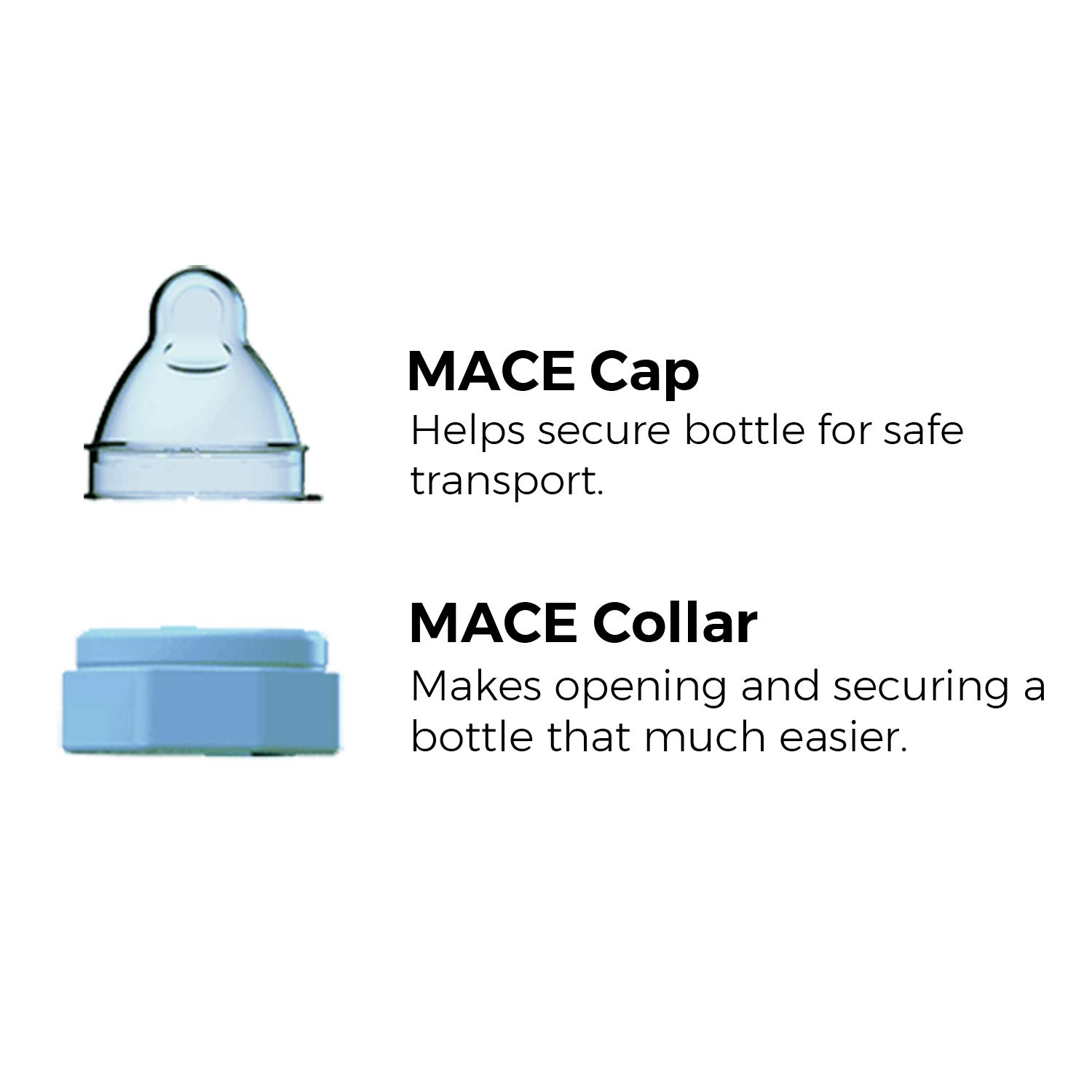 aMACEing Zero Leak® Baby Bottle with Anti-Colic Vent and Variable Flow, Leak-Proof 7oz (Blue)