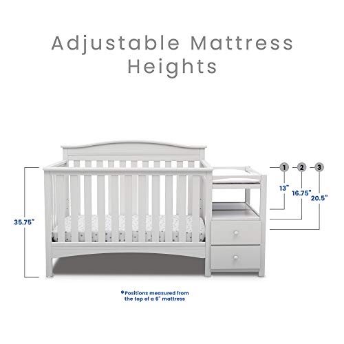 Delta Children Birkley Convertible Crib N Changer, Bianca White