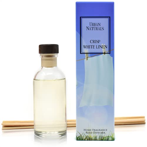 Urban Naturals Crisp White Linen Reed Diffuser Gift Set | with Citrus, Ozone, Ylang-Ylang, Lilies & Sandalwood Scent Notes for a Fresh, Clean Cotton Smelling Home | Made in The USA β Great Deal!