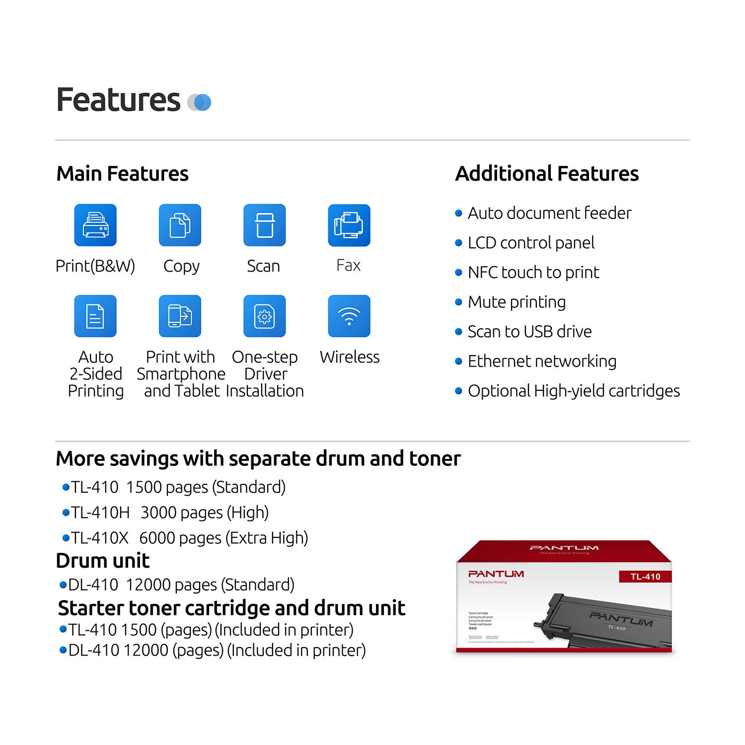 Pantum M7202FDW All-in-One Laser Printer Copier Scanner Fax, High Print and Copy Speed, Auto-Duplex Printing, with Wireless, Ethernet & USB Capabilities (V2W81B)