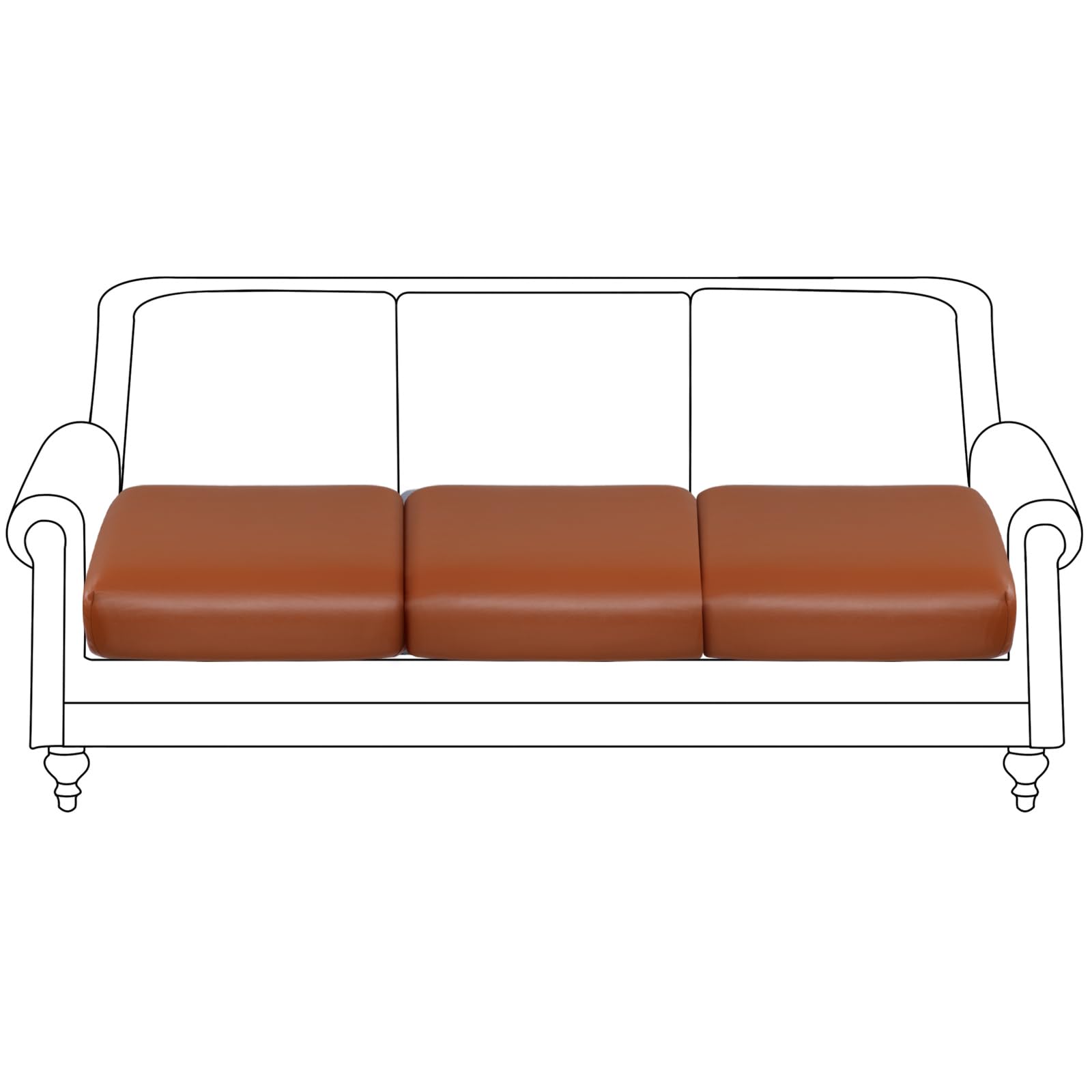 YISUN PU Leather Couch Cushion Sofa Cover, Waterproof Stretch Couch Cushion Slipcovers, Faux Leather Sofa Slipcovers Loveseat Couch Replacement Chair/Furniture Protector,3 Pack,Light Brown
