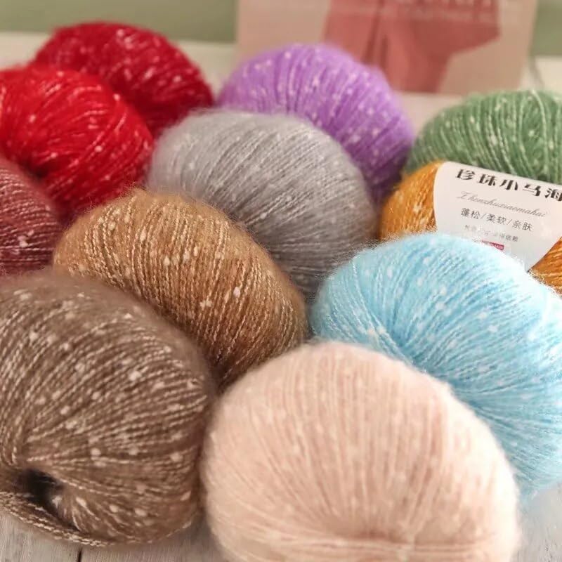 Pearl Mohair Wool Medium Fine Soft Smooth Scarf Sweater Hand Woven Material Bag Knitting Yarn Does Not Shed Wool (Color : 20 Fuchsia)
