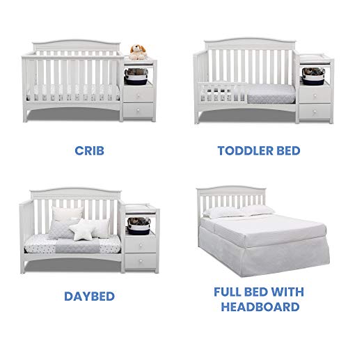 Delta Children Birkley Convertible Crib N Changer, Bianca White