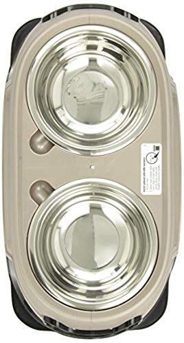 Petmate Easy Reach Pet Diner Elevated Dog Bowls 2 Sizes 2 Polished Colors, Black/Pearl Tan, Large (23479)