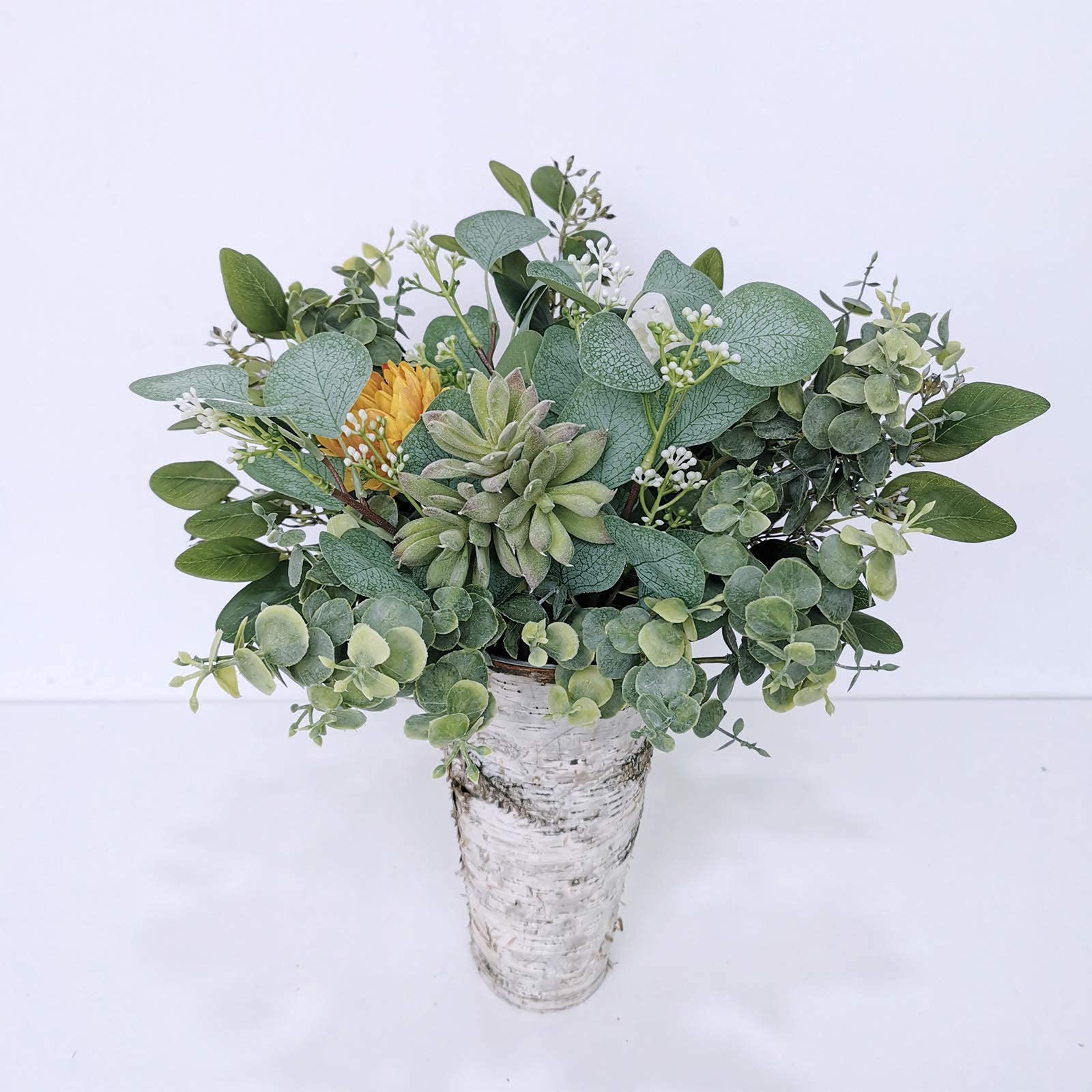 Mixed Eucalyptus Leaves Stems Bulk Artificial Silver Dollar Eucalyptus Leaves Picks and Faux Eucalyptus Leaves Branches for Vase Bouquets Floral Arrangement Wreath Rustic Farmhouse Greenery Decoration