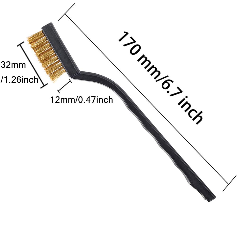 30PCS Mini Wire Brush Brass Brush,Curved Handle Masonry Brush Wire Bristle for Cleaning Welding Slag and Rust