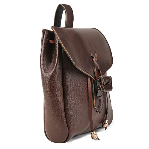 FORNYIN Unisex Adult Medieval Belt Pouch Leather Renaissance Belt Bag Viking Cosplay Bag Pouch (Dark Brown)