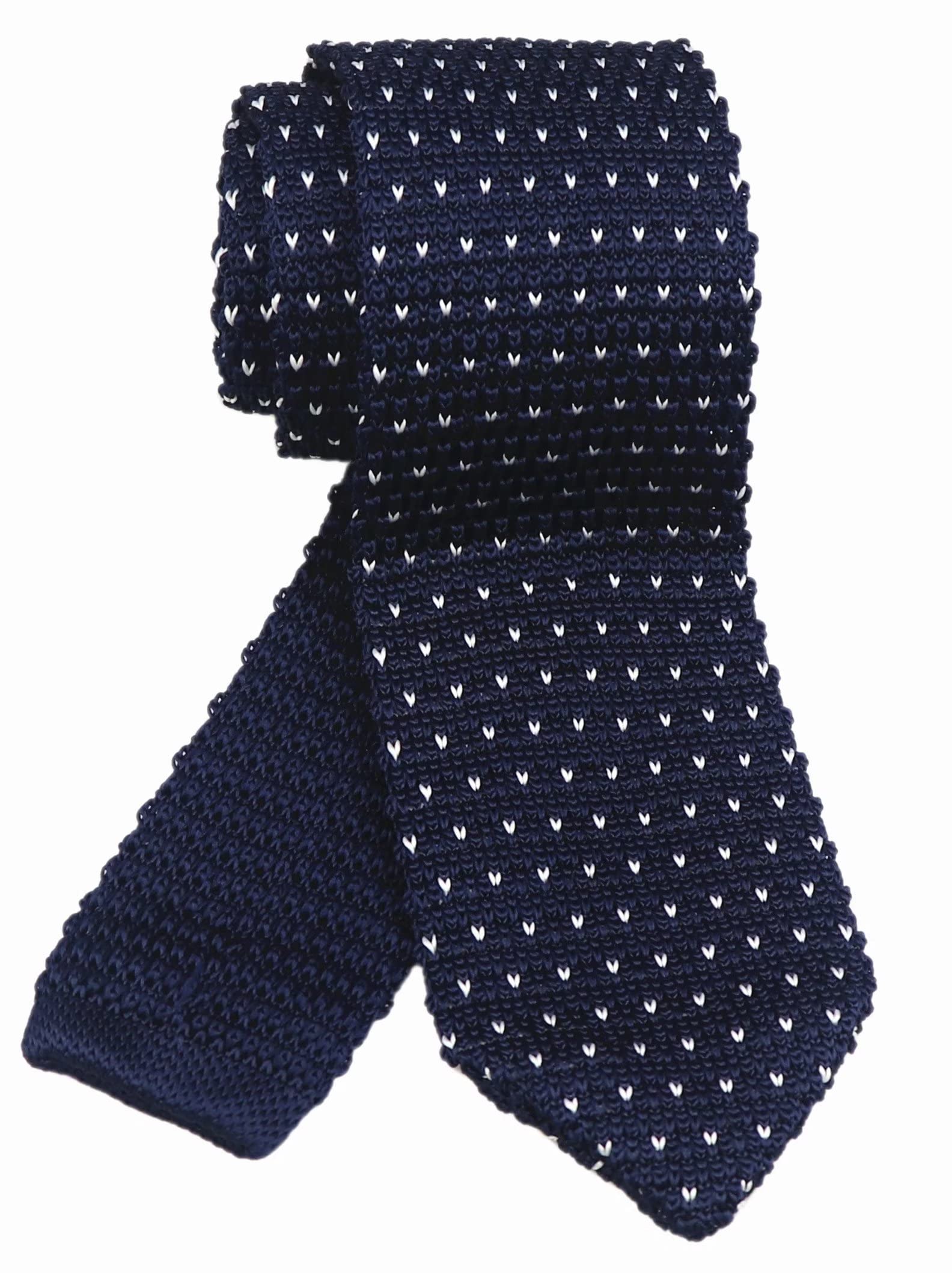 Men Vintage Casual Formal Skinny Knit Tie Navy Blue V Pattern Knitting Narrow Neckties