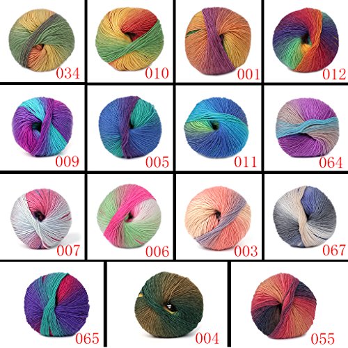 Beerty 1Ball 50g Hand-woven Rainbow Colorful Crochet Cashmere Wool Blend Yarn Knitting
