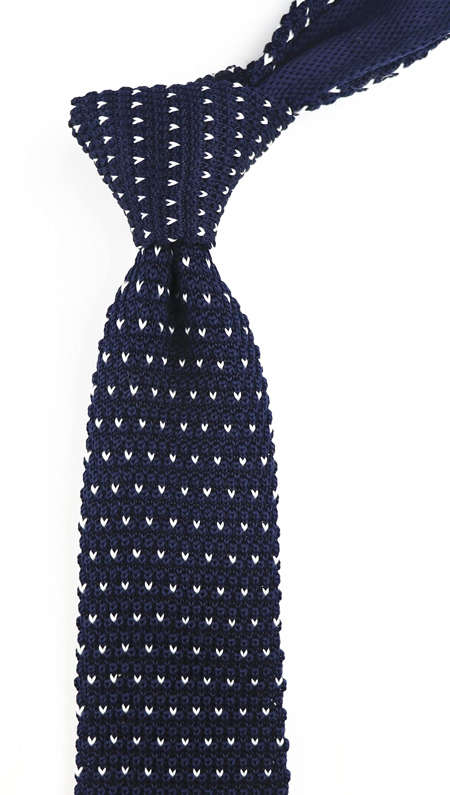 Men Vintage Casual Formal Skinny Knit Tie Navy Blue V Pattern Knitting Narrow Neckties