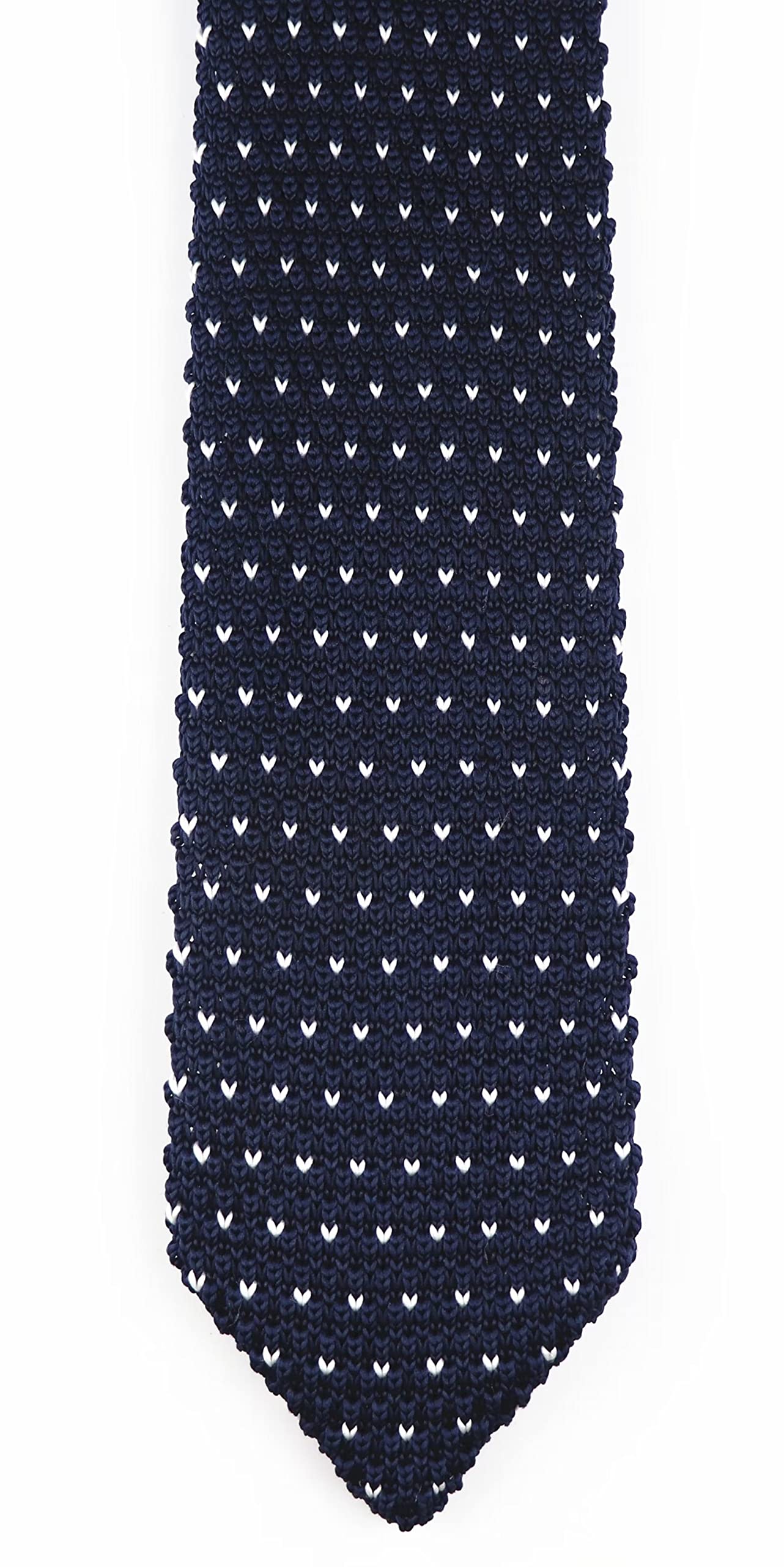 Men Vintage Casual Formal Skinny Knit Tie Navy Blue V Pattern Knitting Narrow Neckties