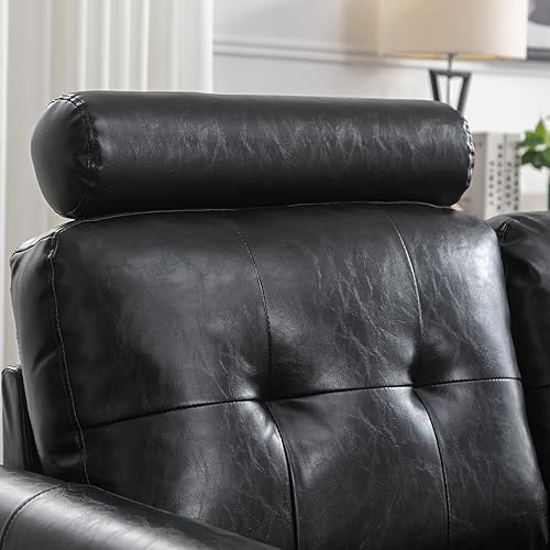 88.98" PU Leather Modular Sectional Sofa with Storage & Cup Holder, Convertible L Shaped Sofa Couch with Chaise, Modern Tufted Convertible Sleeper Sofa Set for Living Room,Black