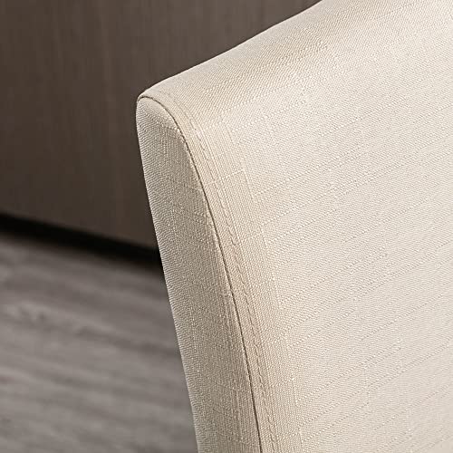 GOTMINSI Classic 24 Inches Counter Height Stools Upholstered Bar Stools with Solid Wood Legs Set of 2(Fabric Beige)