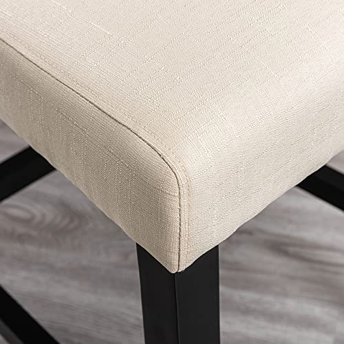 GOTMINSI Classic 24 Inches Counter Height Stools Upholstered Bar Stools with Solid Wood Legs Set of 2(Fabric Beige)