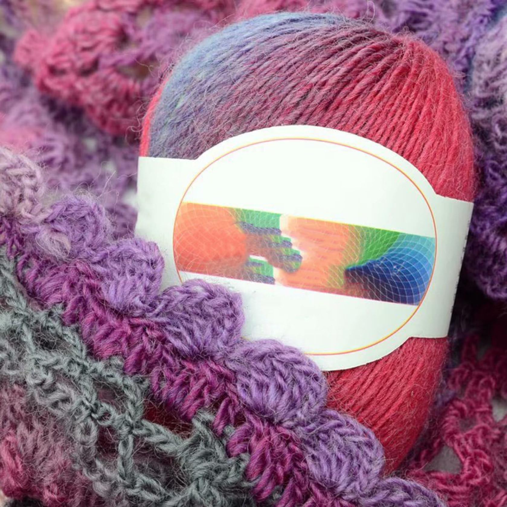100g Spinning Dyed Rainbow Wool Yarn Thread Color Gradient Crocheted Shawl Hat Scarf Knitting Wool Jewelry Crocheting