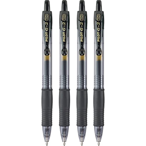 PILOT G2 Premium Refillable & Retractable Rolling Ball Gel Pens, Bold Point, Black Ink, 4-Pack (31254)
