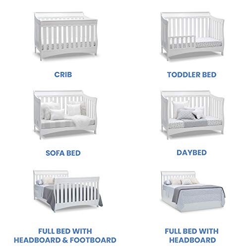 Delta Children Bentley S Series Deluxe 6-in-1 Convertible Crib, Bianca White