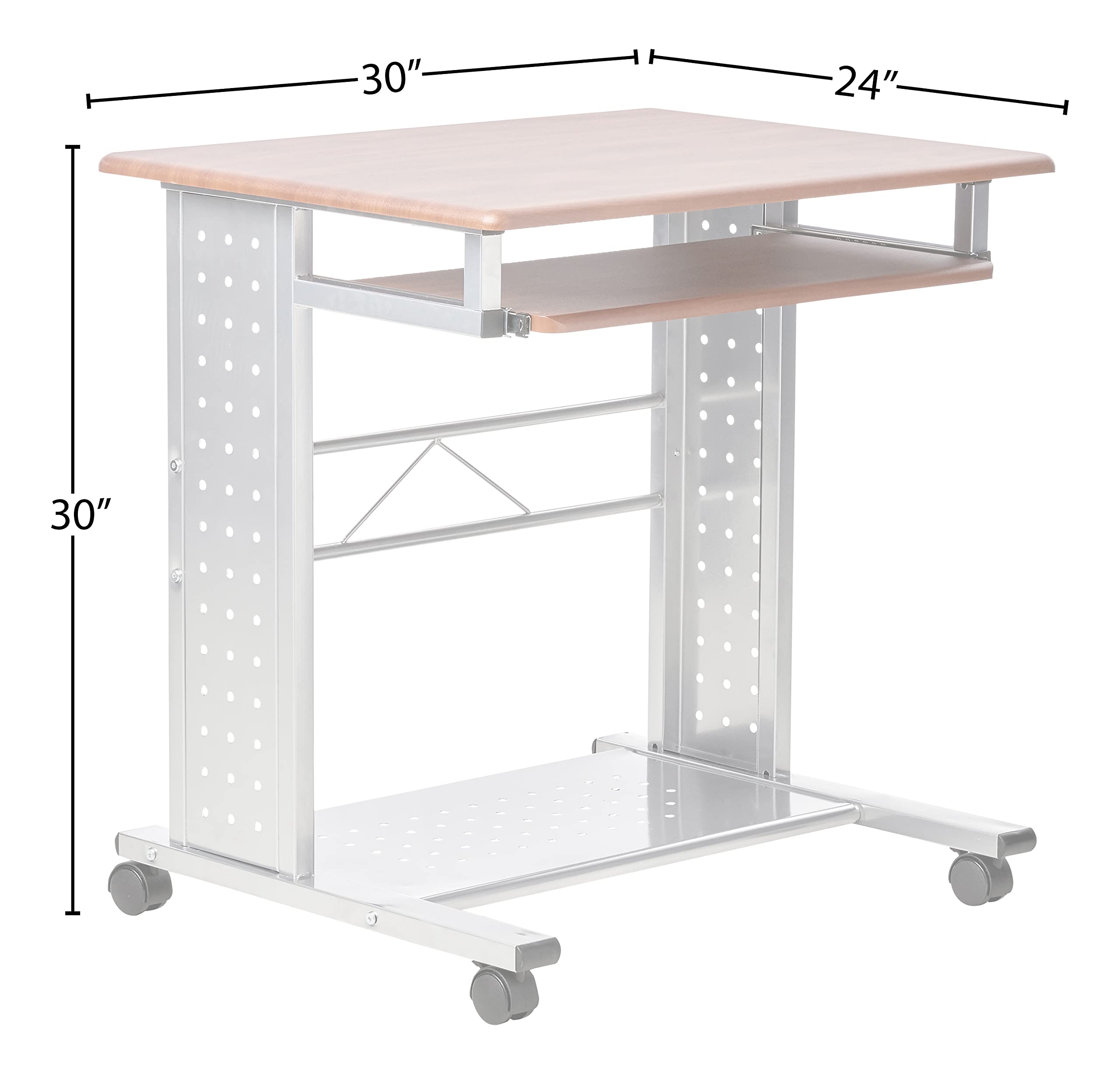 Safco SOHO Mobile Workstation, Medium Cherry/Metallic Gray