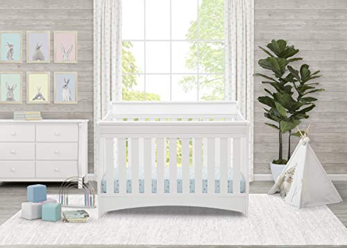 Delta Children Bentley S Series Deluxe 6-in-1 Convertible Crib, Bianca White