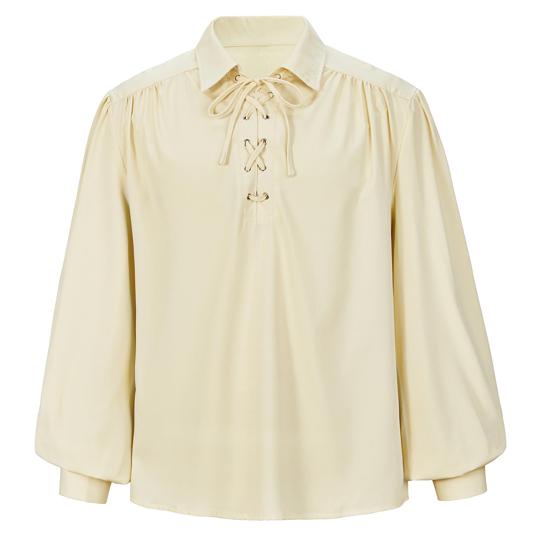 Zando Men's Renaissance Faire Costume - Long Sleeve Medieval Pirate Shirt - Beige, X-Large