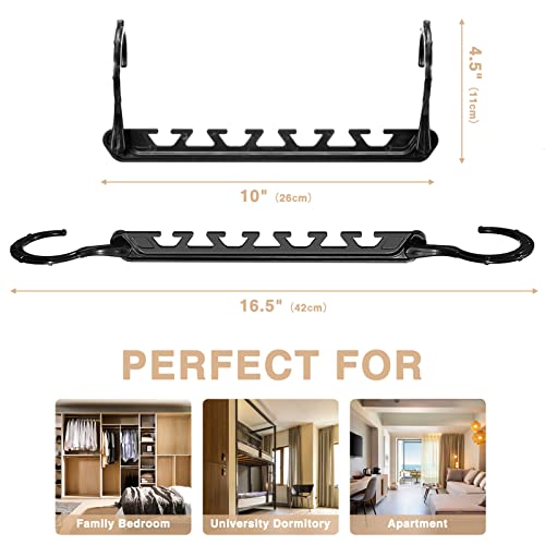 HOUSE DAY Closet Organizers and Storage, 10 Pack Magic Space Saving Hangers Black, Upgraded Sturdy Smart Clothes Hanger with 7 Slots for Wardrobe, Closet Space Saver 85%, College Dorm Room Essentials
