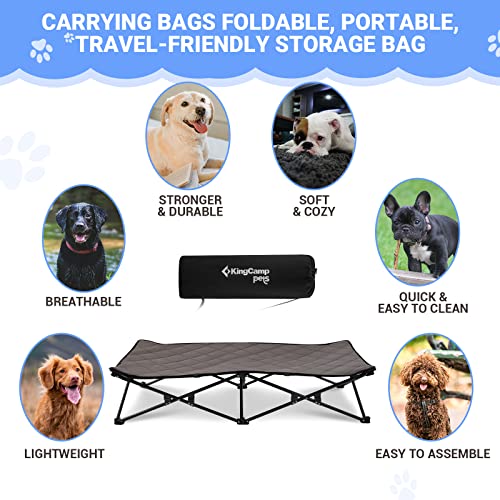 KingCamp Elevated Dog Bed Portable Raised Dog Beds Stable Folding Dog Cot Dog Camping Bed for Outdoor Travel with Washable Mesh for Small, Medium, Large Pet Weight Up to 110lbs with Carry Bag