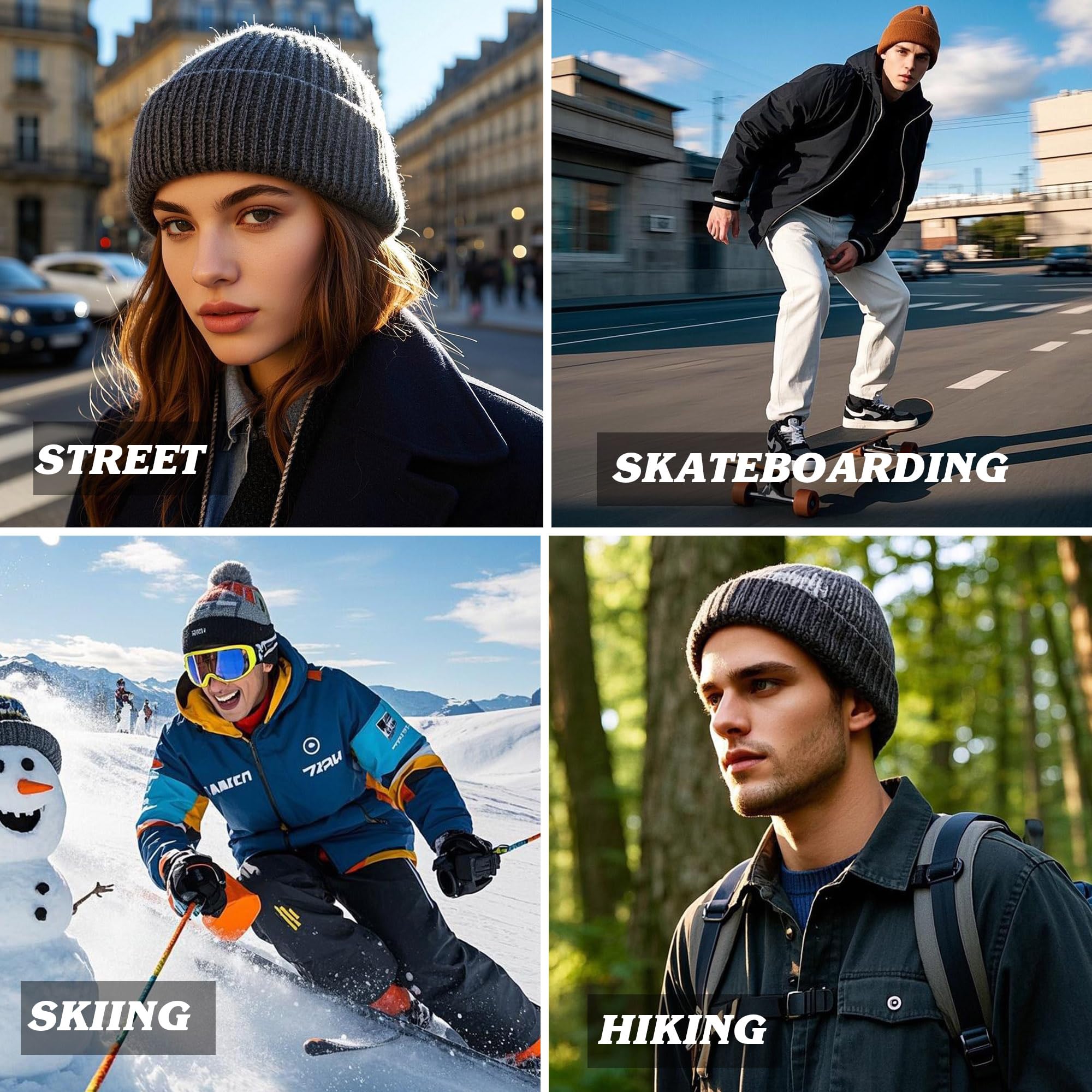 CLAPE Rolled Cuff Watch Cap Swag Beanie Cap Rolled Cuff Harbour Hat Wool Knited Winter Warm Ski Skull Hat Cap for Men Women