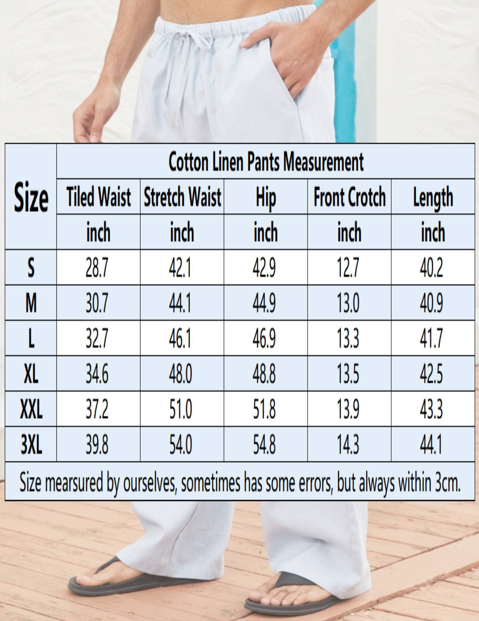 COOFANDY Men Linen Yoga Beach Cool Long Pants Stretchy Drawstring Waist Trousers