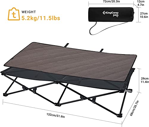 KingCamp Elevated Dog Bed Portable Raised Dog Beds Stable Folding Dog Cot Dog Camping Bed for Outdoor Travel with Washable Mesh for Small, Medium, Large Pet Weight Up to 110lbs with Carry Bag