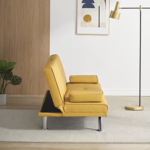 ERYE Oversized Single Sectional Sofa Couch Corduroy Upholstered Modular Sleeper Sofabed,Deep Seat Chaise Daybed with Movable Ottoman and 3 Pillows for Living Room