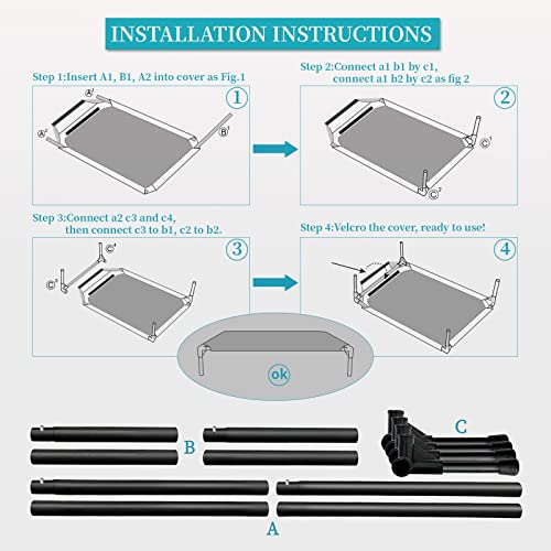 NBVAIGJ Elevated Dog Bed for Medium - Portable Raised Dog Bed Outdoor & Indoor 32x25x8in for Camping or Beach Washable Dog Bed,Durable Chew Proof Dog Hammock Bed with Breathable Mesh,Black