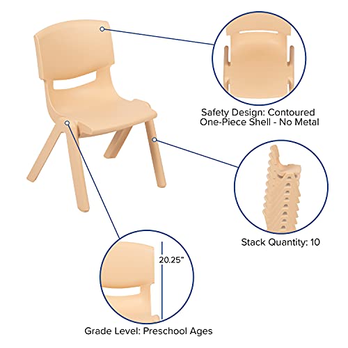 Flash Furniture 25.125"W x 35.5"L Crescent Natural Plastic Height Adjustable Activity Table Set with 2 Chairs