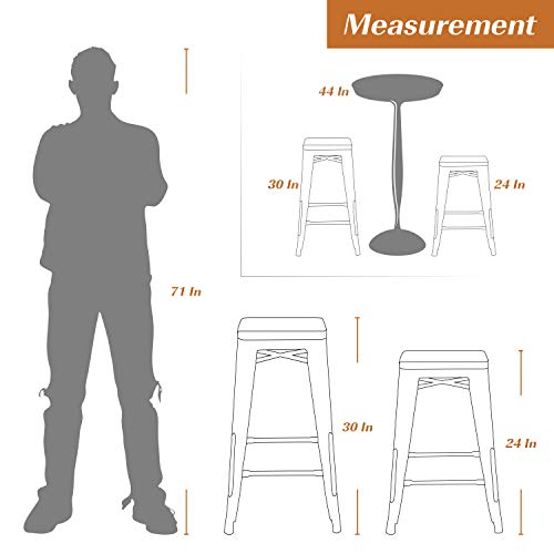 Furmax 30 Inches Metal Bar Stools High Backless Stools Indoor Outdoor Stackable Kitchen Stools Set of 4 (Gun)